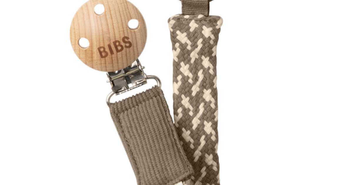 Mother Goose | Bibs Pacifier Clip Dark Oak/Vanilla