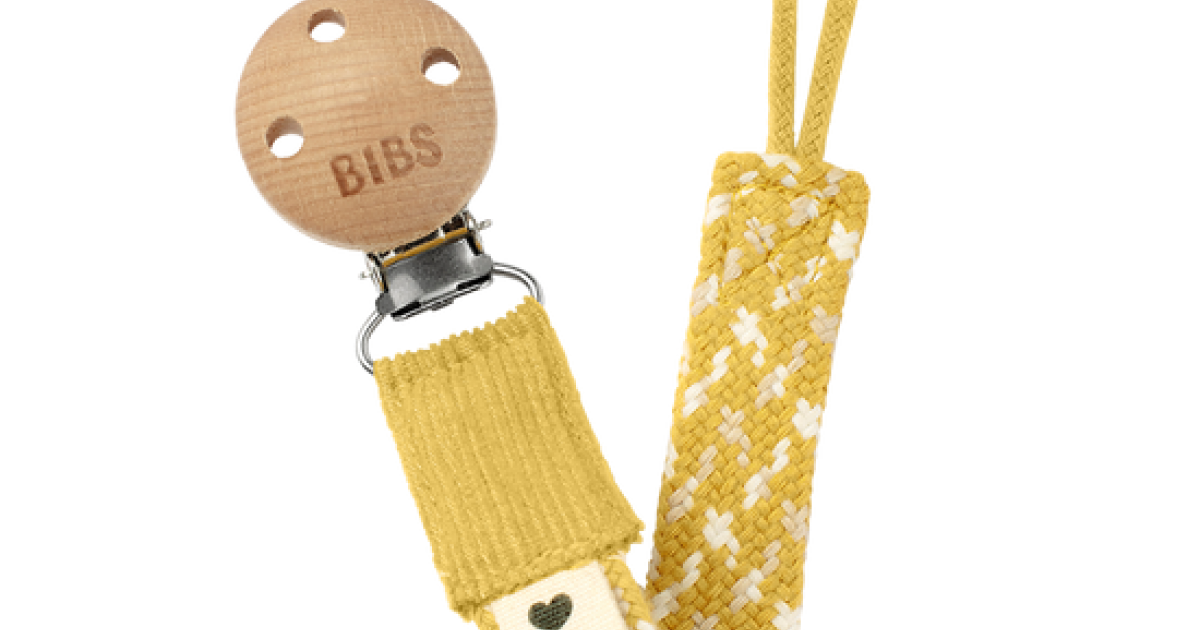 Mother Goose | Bibs Pacifier Clip Mustard/Ivory