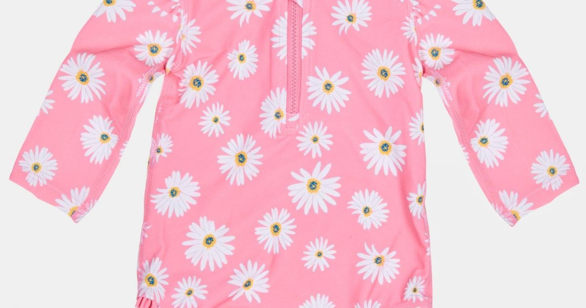 Swim Onesie L/S Ripple Daisy Watermelon